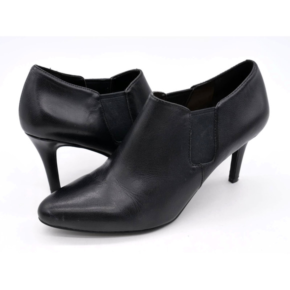 Cole Haan | Shoes | Cole Haan Pumps Women 75 Black Leather Almond Toe Slip On Stiletto Heel ...